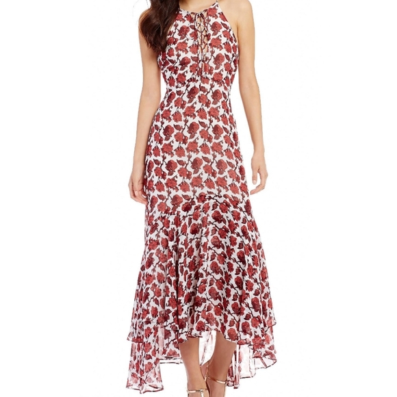 Betsey Johnson | Dresses | Betsey Johnson Halter Roses Lace Up Ruffled ...